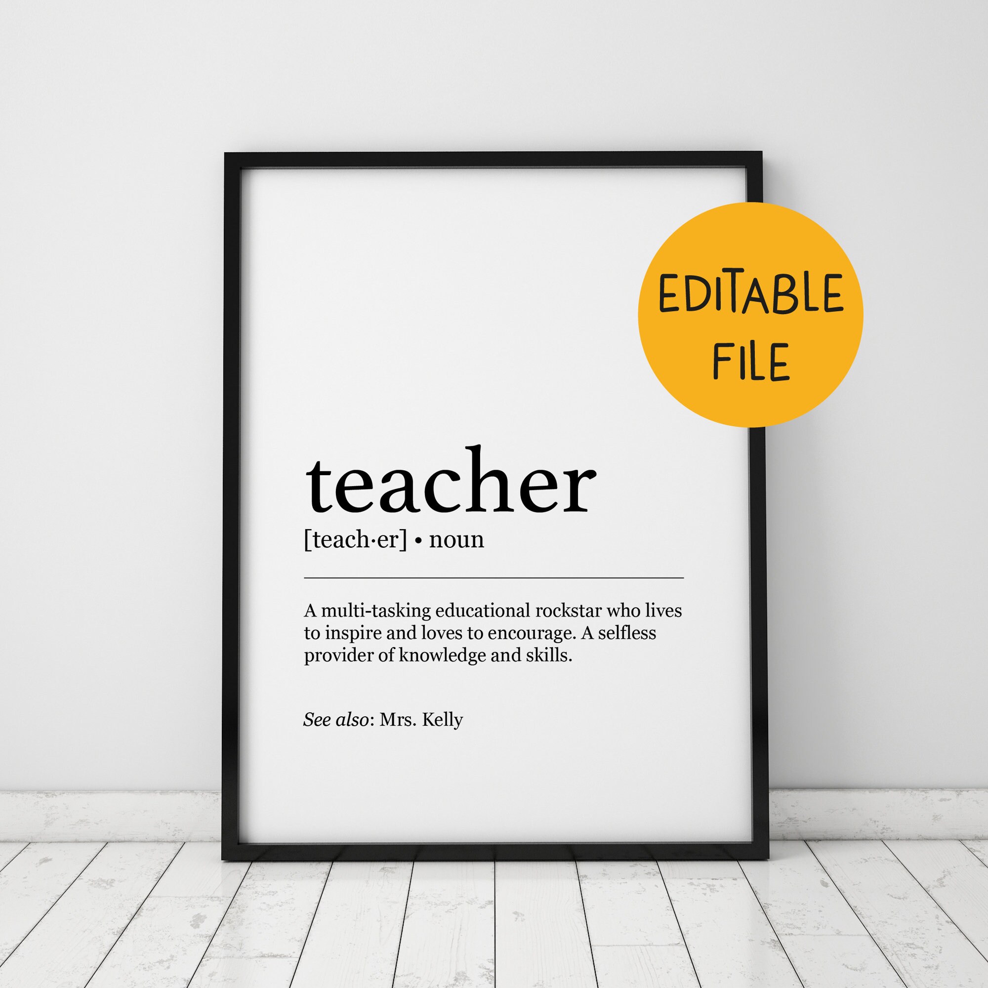 Teacher Definition Wall Art Teacher Appreciation Gift - Etsy UK