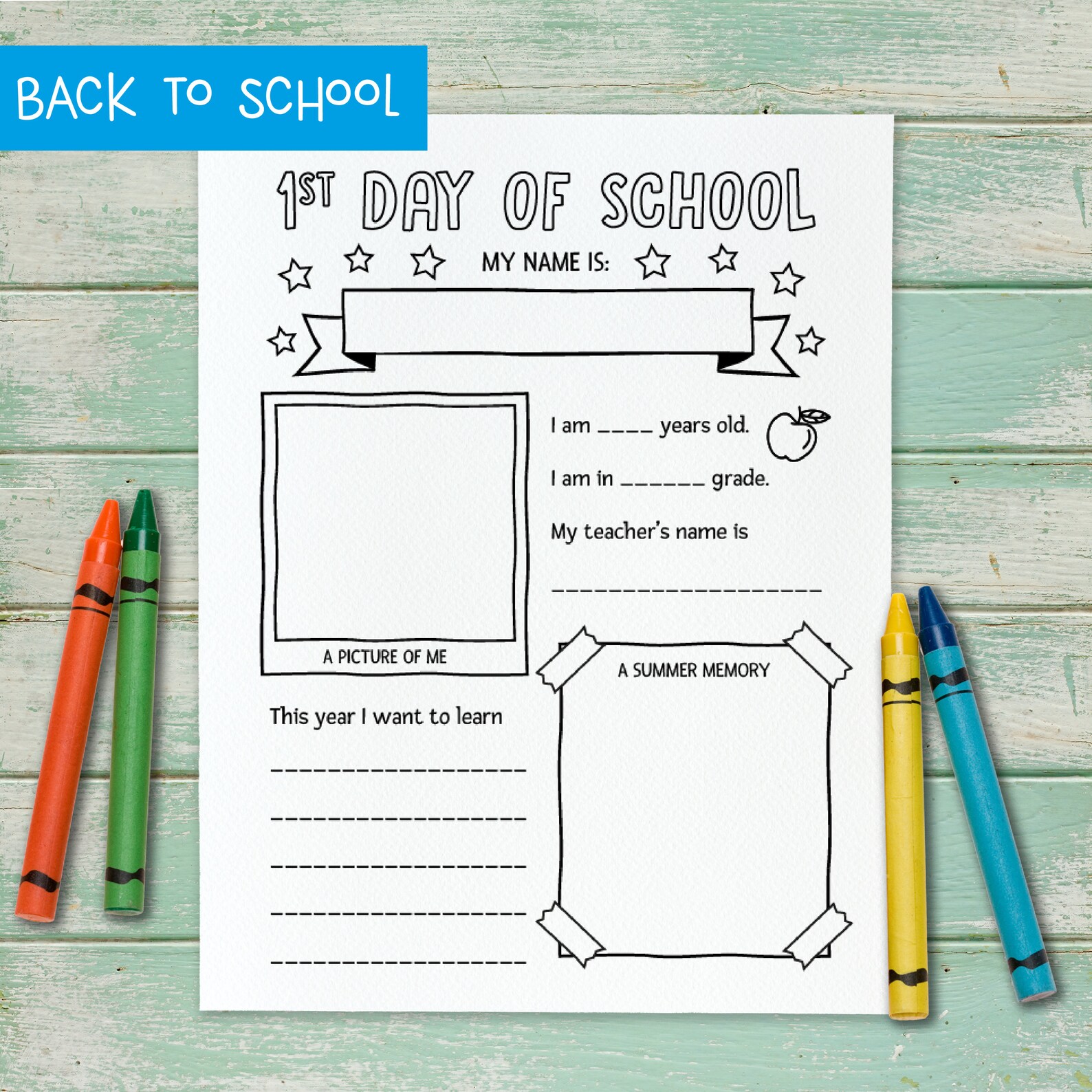 Back to School Printable, All About Me School Memories, First Day of ...