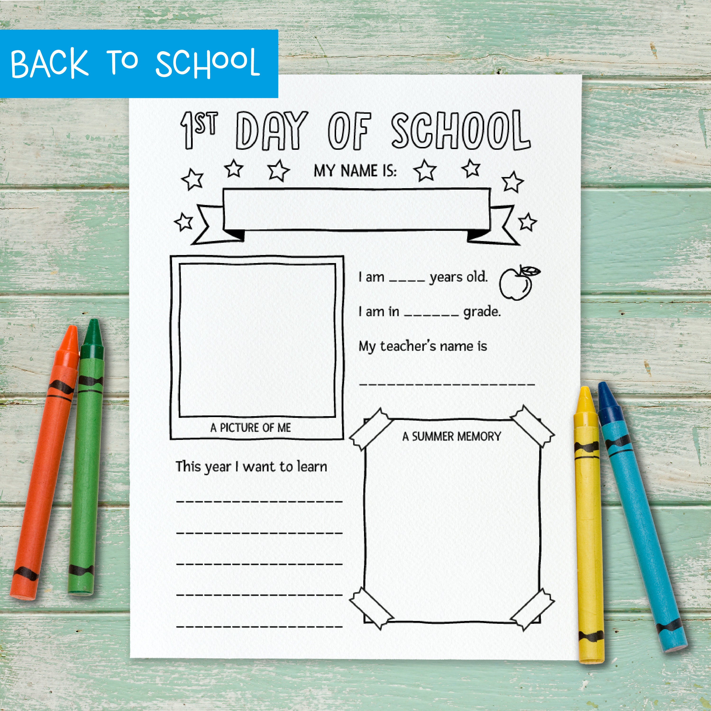 Back to School Printable, All About Me School Memories, First Day of ...