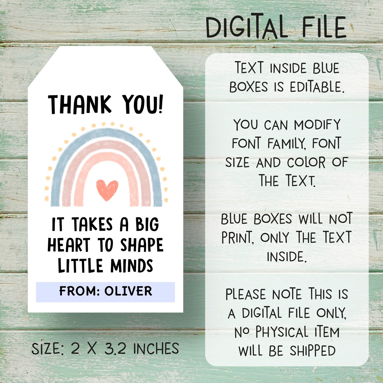 Teacher Appreciation Gift Tag Editable Teacher Gift Tag - Etsy