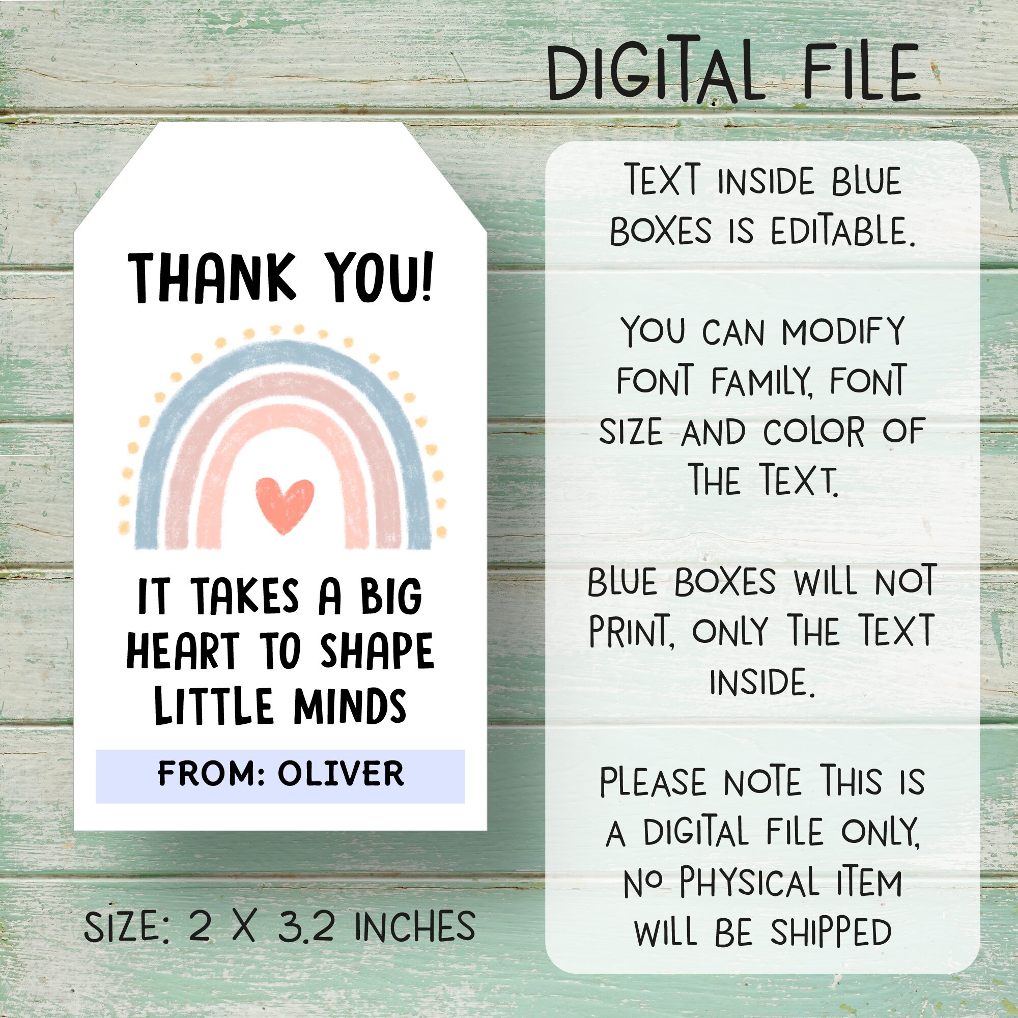 Teacher Appreciation Gift Tag Editable Teacher Gift Tag - Etsy