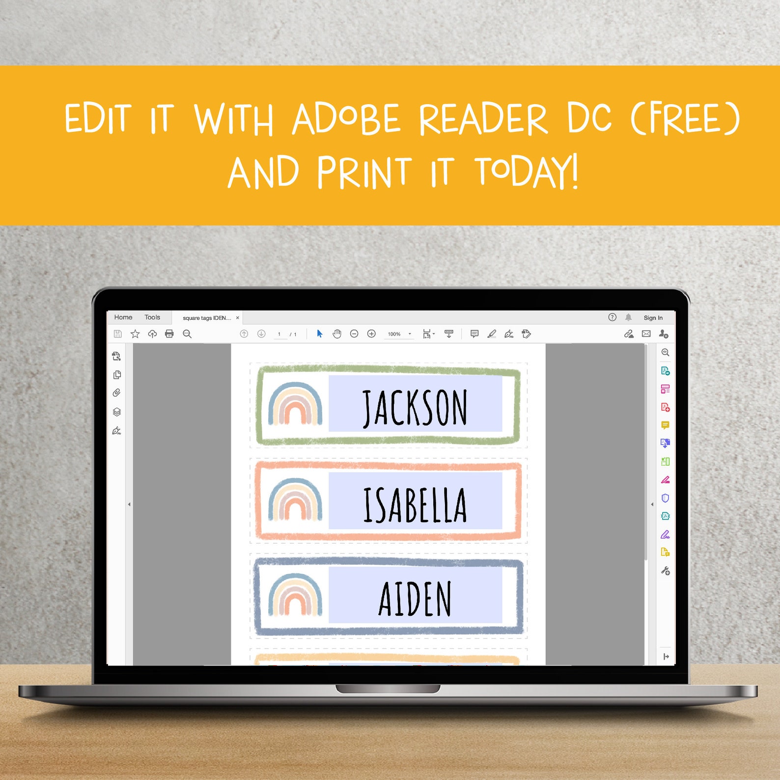 Editable Name Tags, Classroom Name Tag Printable, Boho Name Tags ...