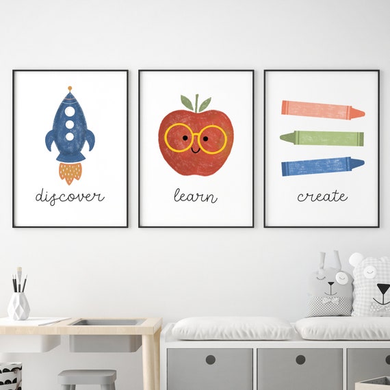 Illustrated Poster for Classroom Create Wall Art Set of 3 | Etsy
