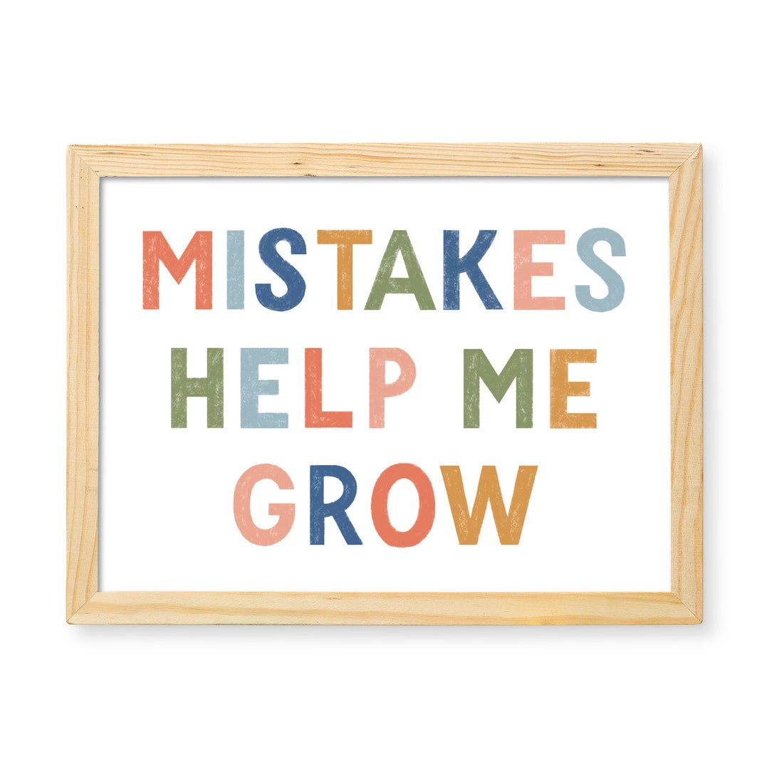 Mistakes Poster, Kids Positive Affirmation Wall Art, Growth Mindset ...