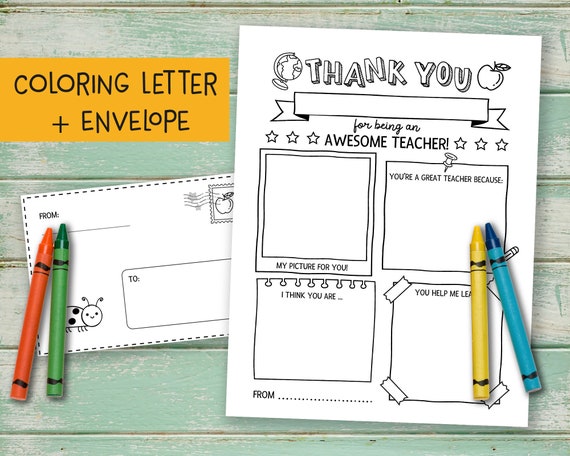 Teacher Appreciation Week Letter Teacher Thank You Coloring - Etsy