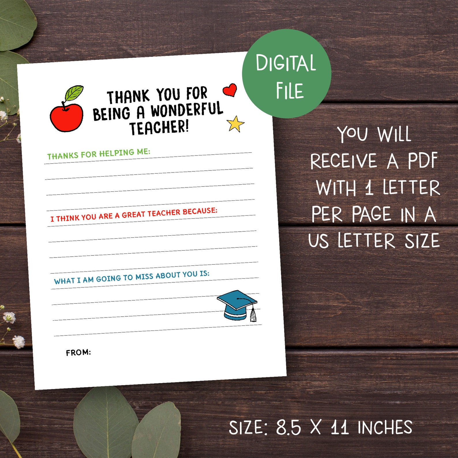 Teacher Appreciation Notes, Teacher Printable Gifts, Teacher Thank You ...