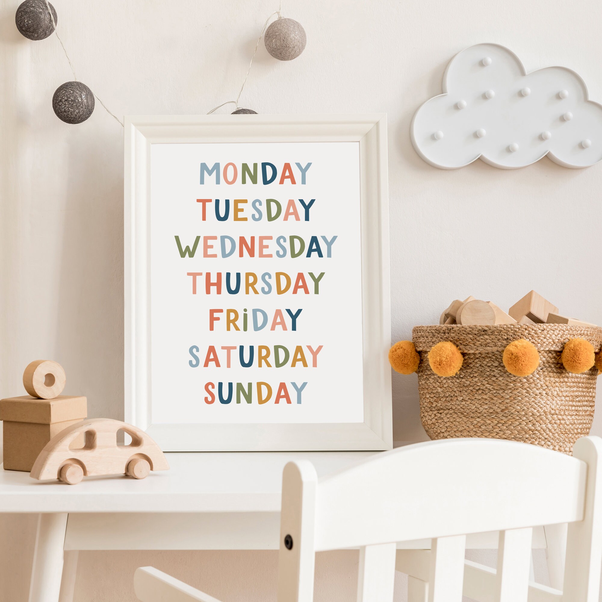 Days of the Week Printable, Educational Poster for Kids, Learning Wall ...