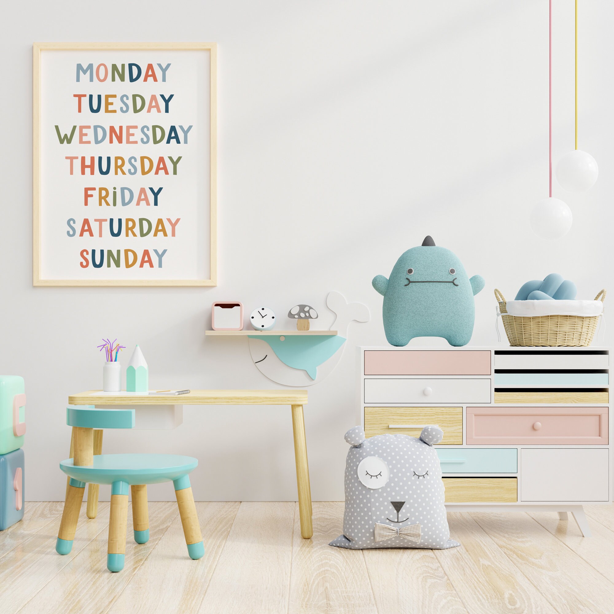 Days of the Week Printable, Educational Poster for Kids, Learning Wall ...