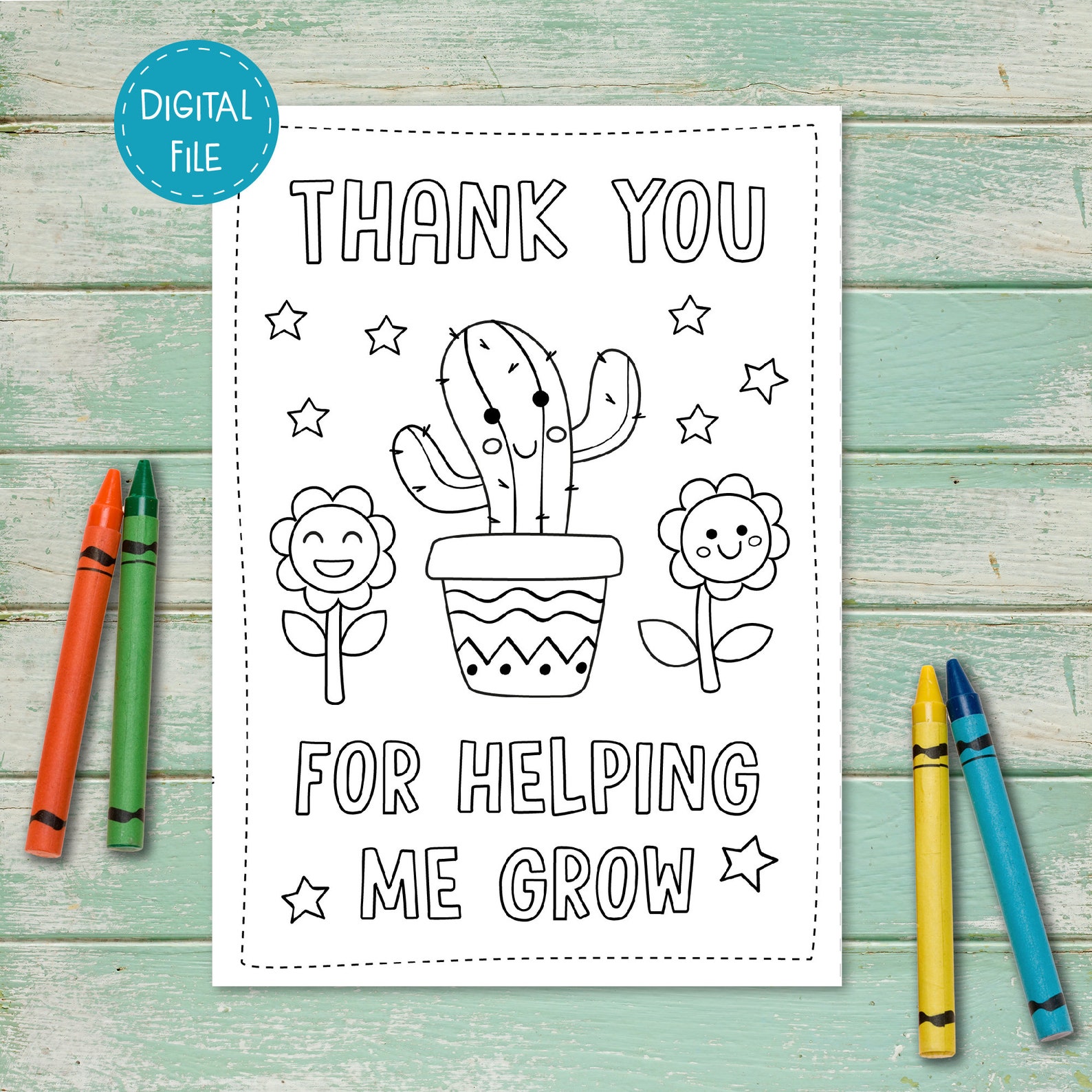 Thank You for Helping Me Grow Card, Teacher Thank You Card Printable ...