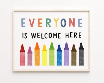 Everyone is Welcome Here Poster - Etsy