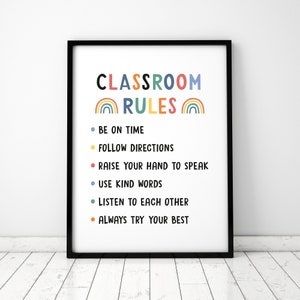 Classroom Rules Poster, Educational Wall Art, Classroom Decor ...