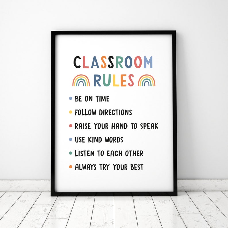 Classroom Rules Poster, Educational Wall Art, Classroom Decor ...
