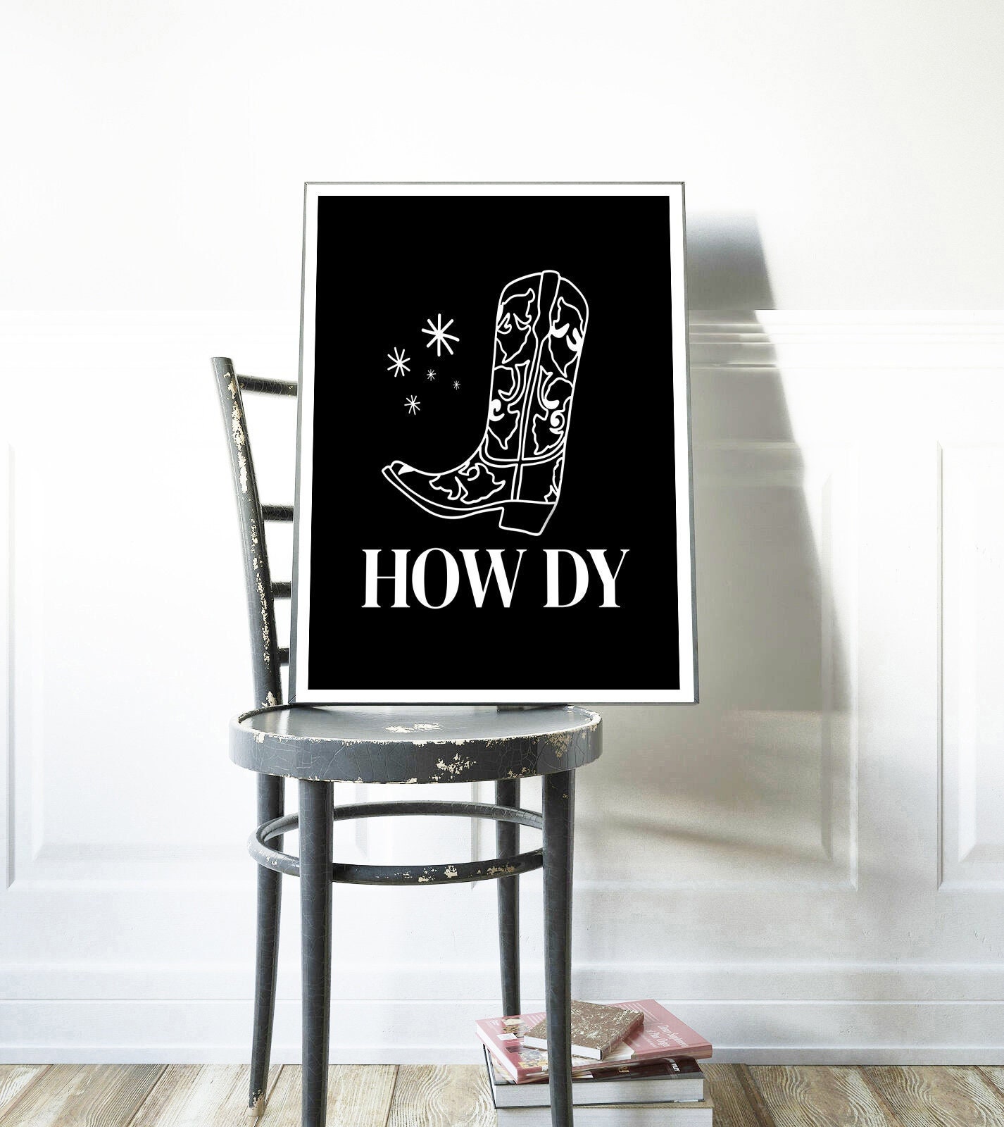 DIGITAL DOWNLOAD - Rusty White Cowboy Boot, Howdy Boot Print,living ...