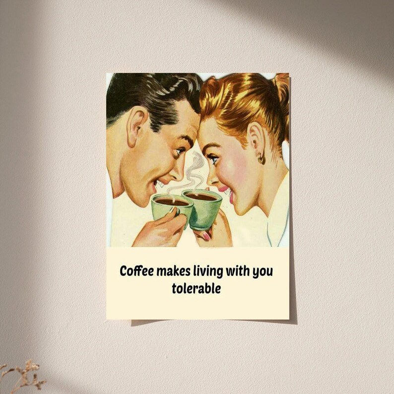 Funny Coffee Art Print,humorous Kitchen Prints,funny Vintage Prints ...