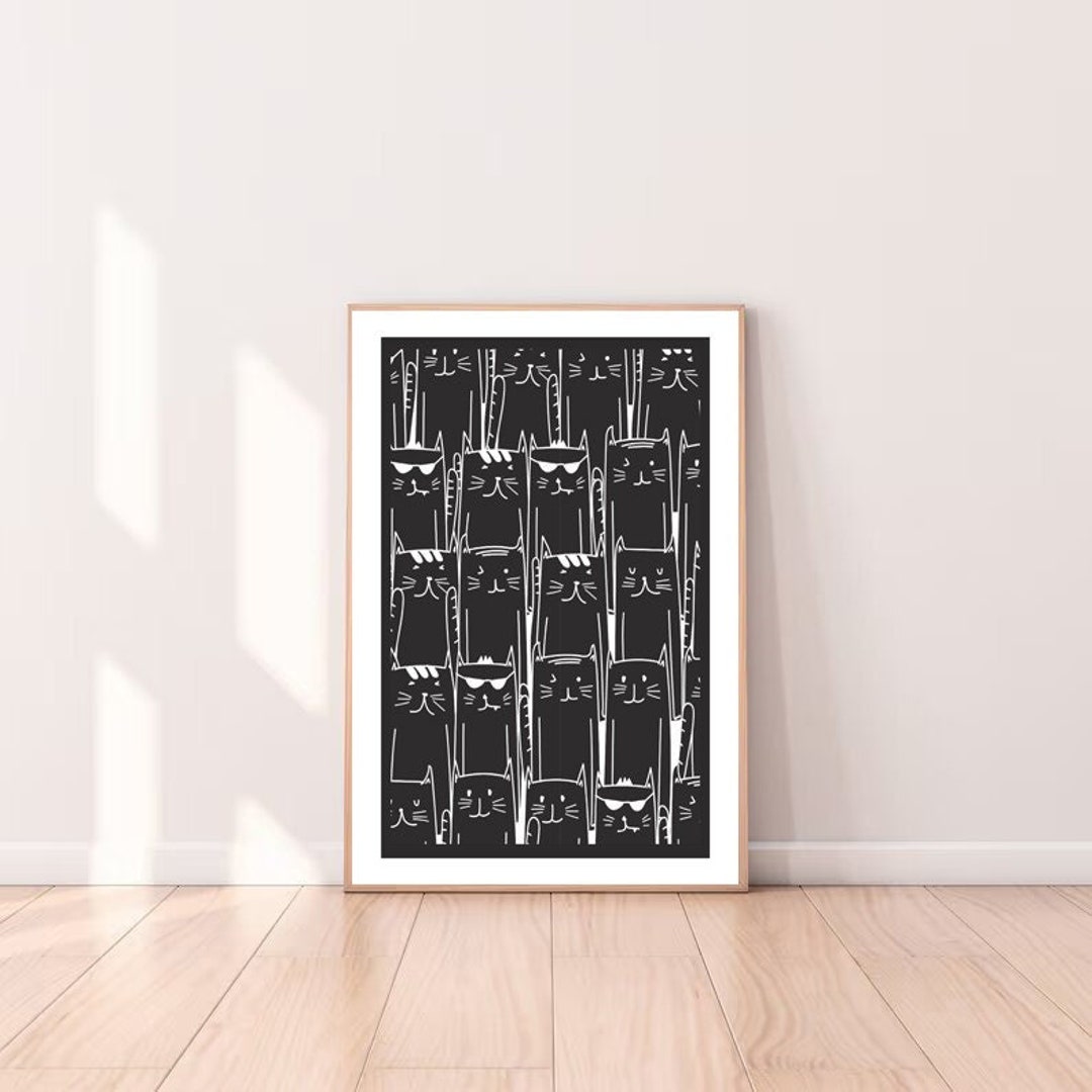 DIGITAL DOWNLOAD, Purry Cats Pattern Digital Print, Printable Digital ...