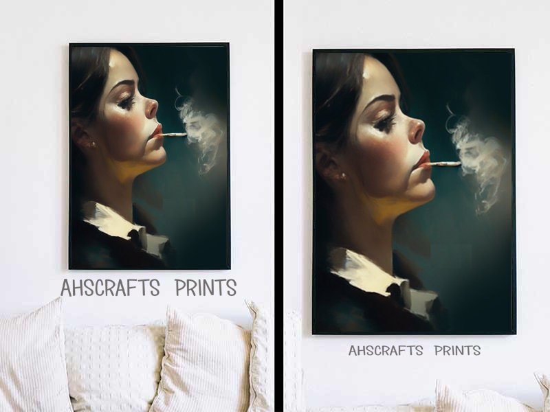 Sad Smoking Girl Printable Poster, Impressionism Portrait of a Woman ...