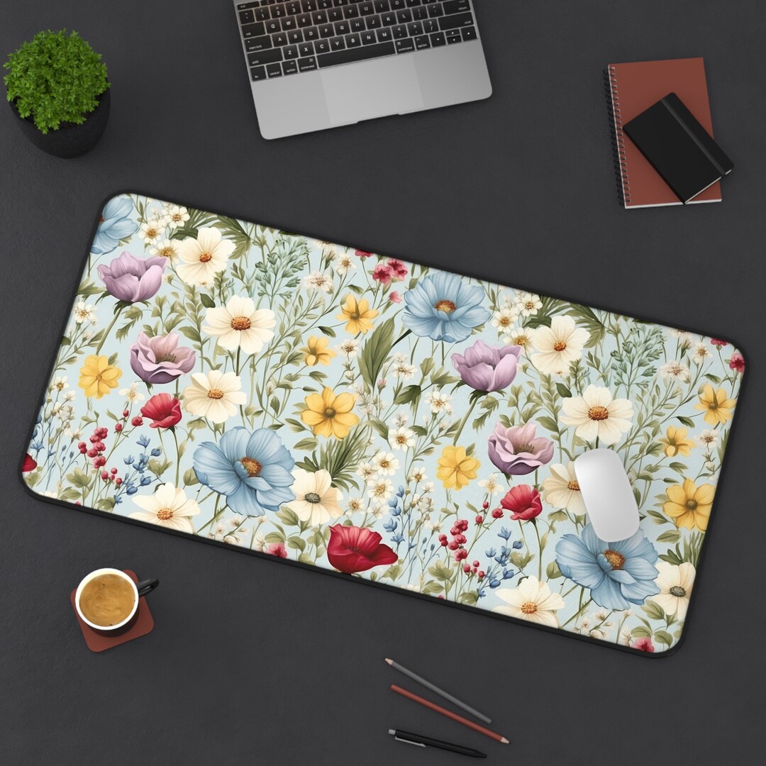 Cute Desk Mat Aesthetic Cottagecore Floral Desk Aesthetic Cute Desk Pad ...
