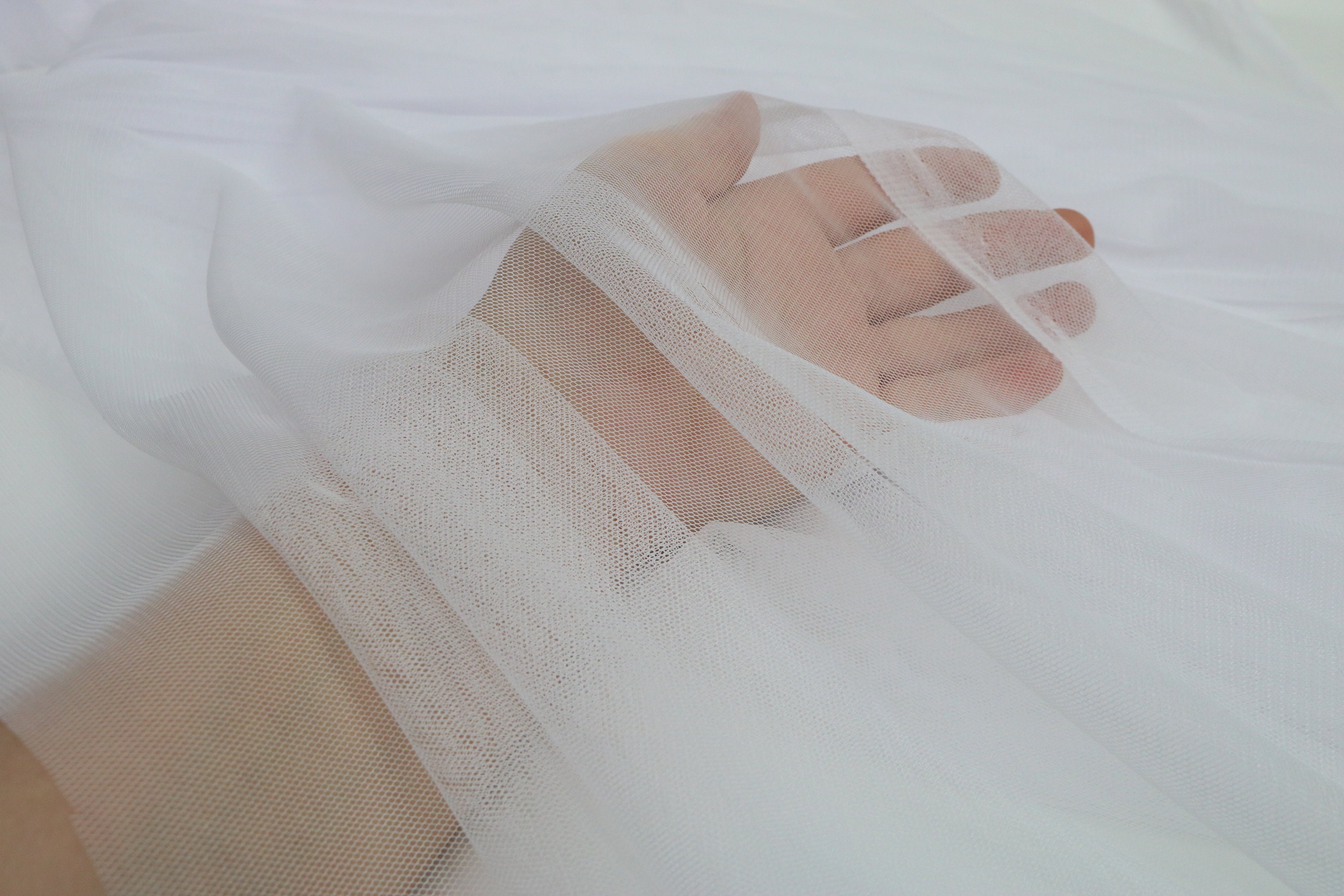White Extra Soft Italian Tulle, Mesh Fabric, Stretch Tulle, 2 Way ...