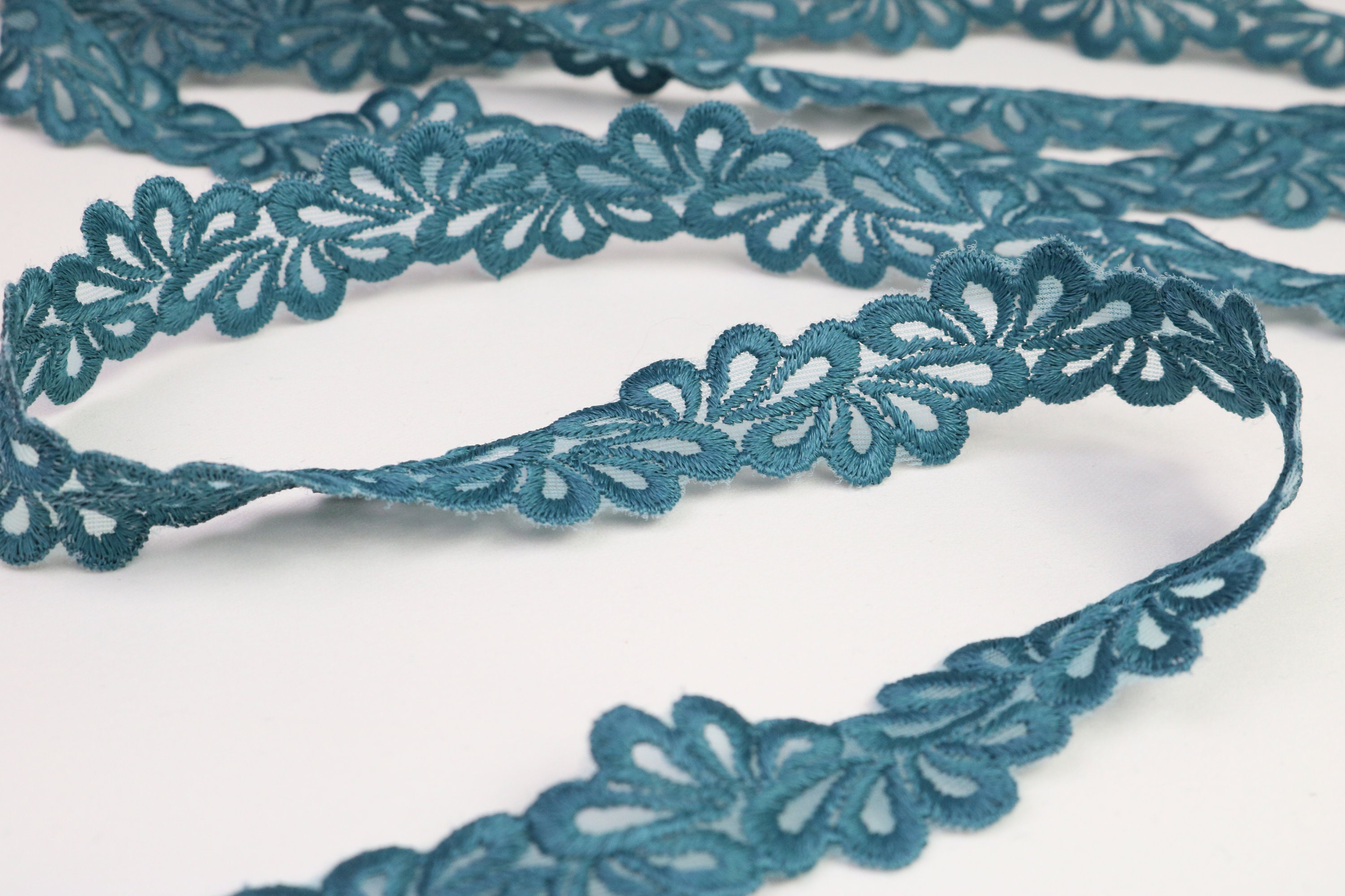 Lace Trim Embroidered Lace Trim Teal Colour Flower Trim Lace Fabric Trim Lace Ribbon Lace Fabric Trim Lace Sold by Meter 0.8 Wide Etsy UK