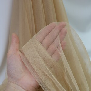 Beige Extra Soft Italian Tulle, Mesh Fabric, Stretch Tulle, 2 Way ...