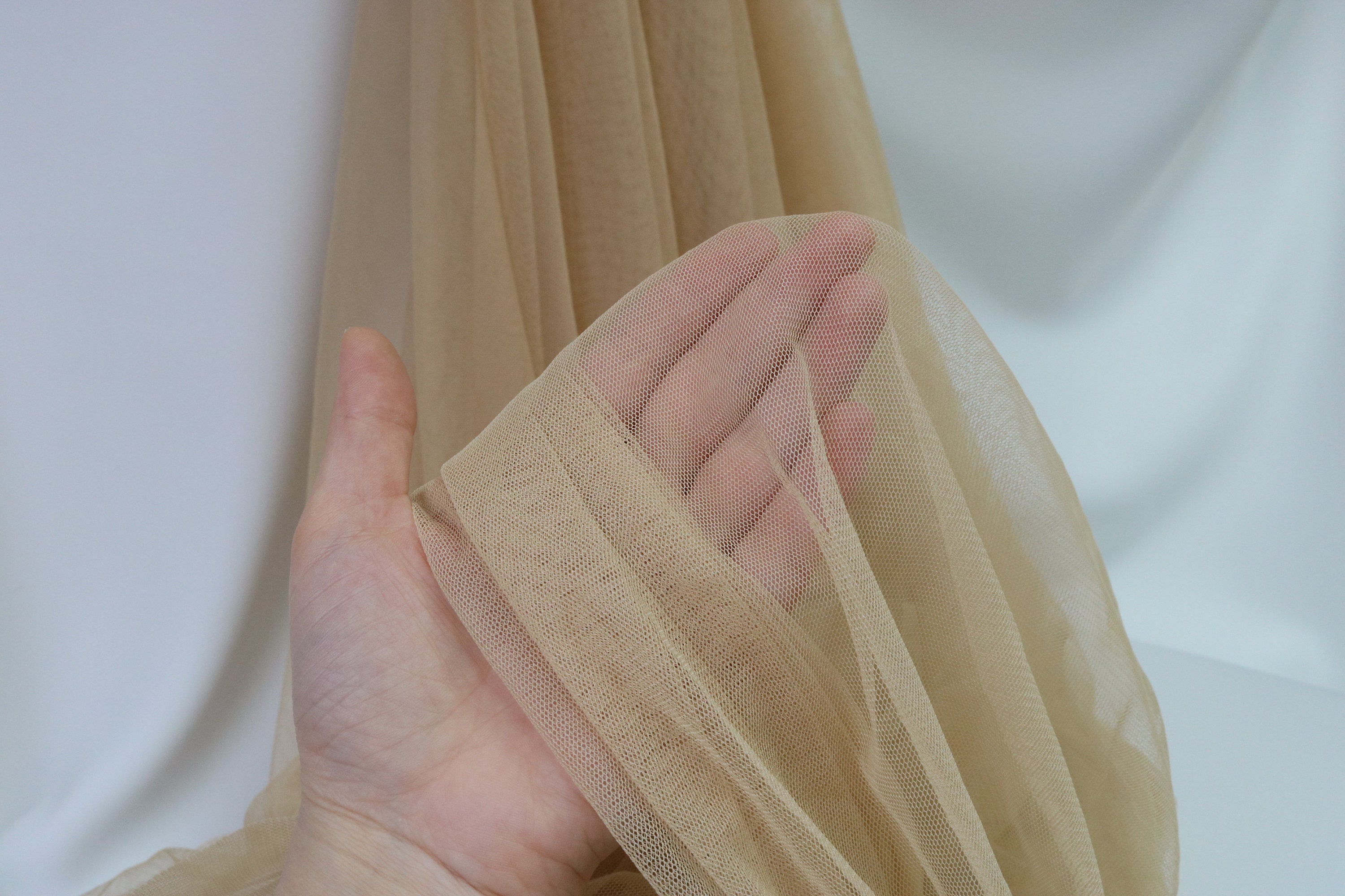 Beige Extra Soft Italian Tulle Mesh Fabric Stretch Tulle 2 | Etsy