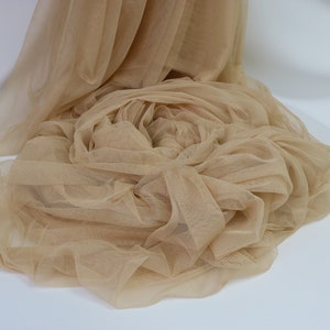 Beige Extra Soft Italian Tulle, Mesh Fabric, Stretch Tulle, 2 Way ...