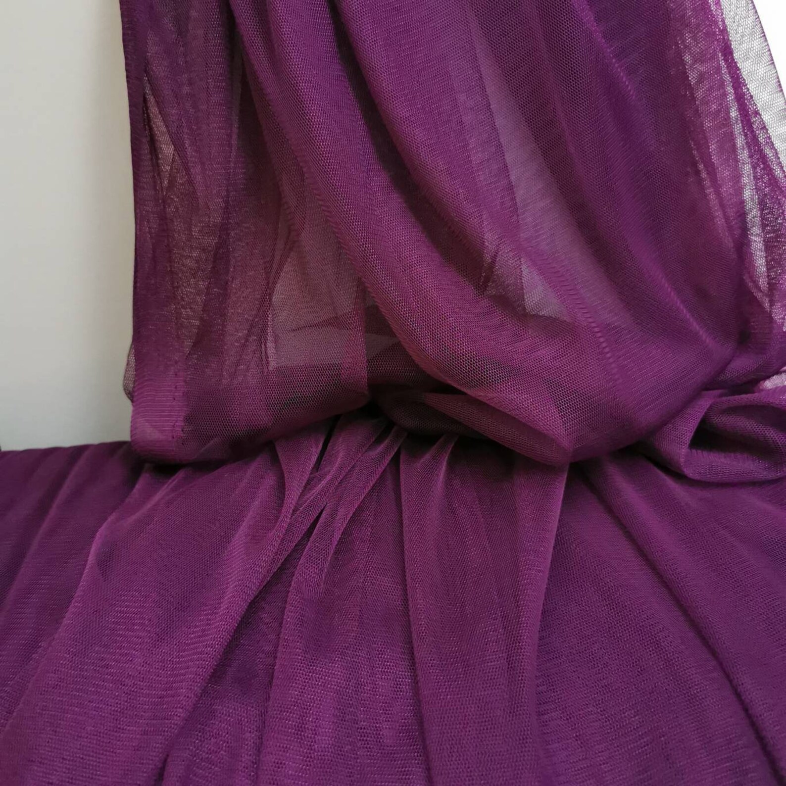 Dark Purple Extra Soft Italian Tulle, Mesh Fabric, 2 Way Stretch Tulle ...