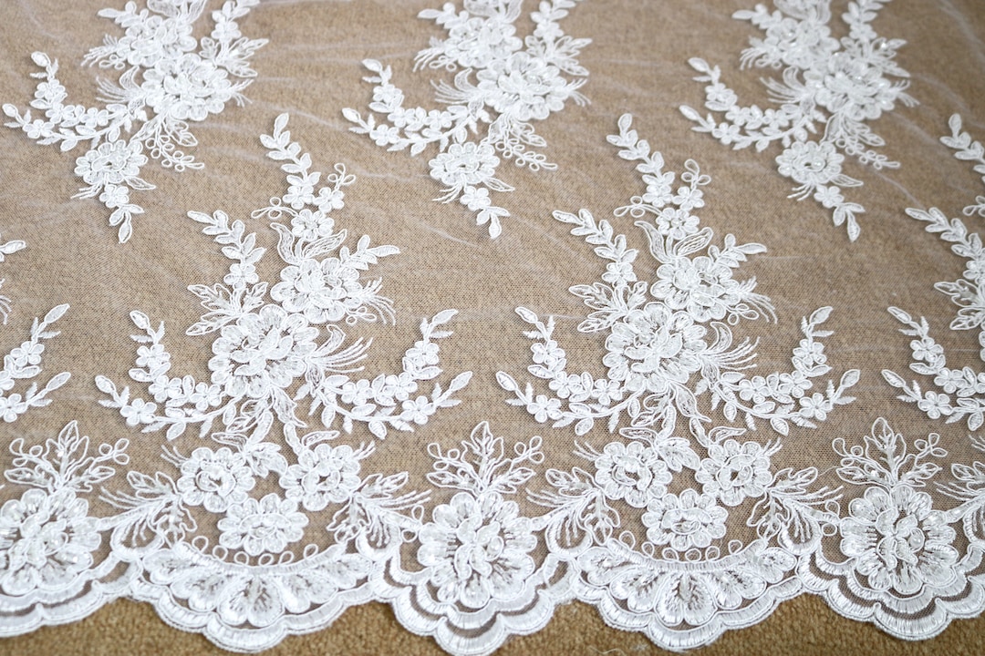 White Bridal Lace Fabric, Lace Fabric, Bridal Lace, Embroidery Lace ...