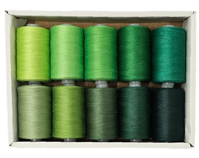 High Quality Polyester Machine Thread, Green Shades Sewing All Purpose ...