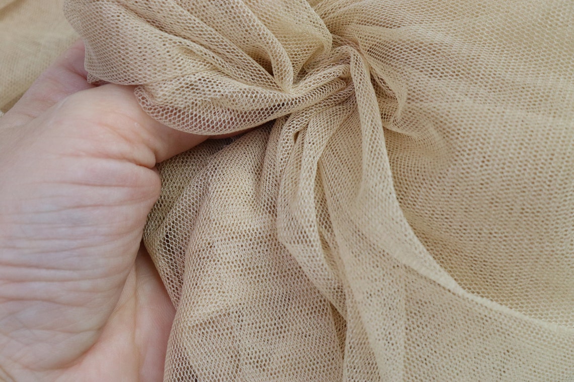 Beige Extra Soft Italian Tulle Mesh Fabric Stretch Tulle 2 | Etsy