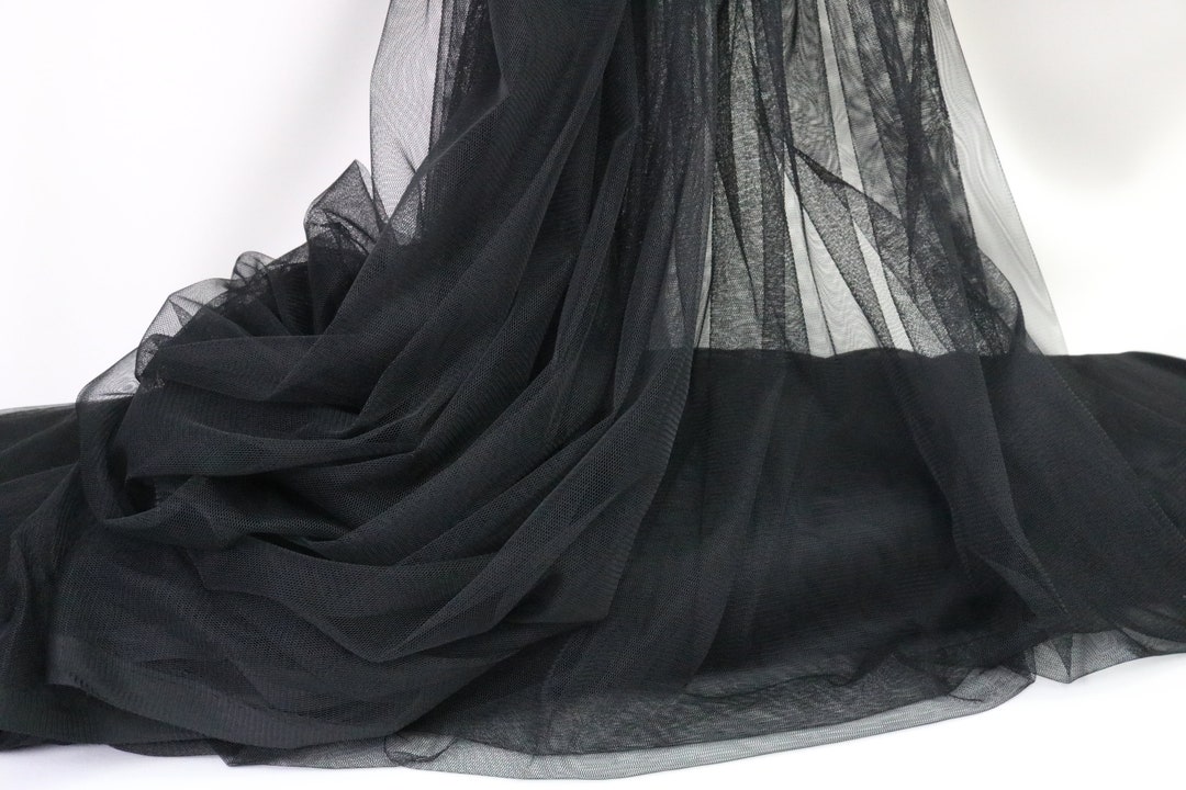 Black Extra Soft Italian Tulle, Mesh Fabric, Stretch Tulle, 2 Way ...