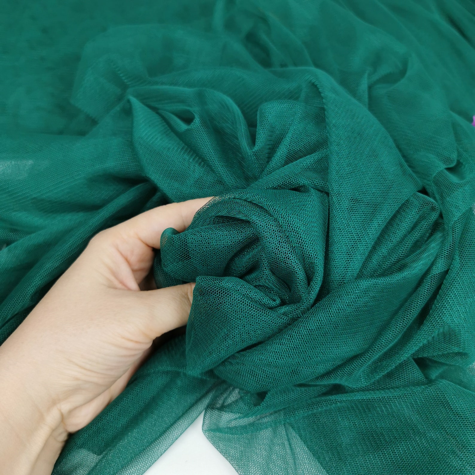 Extra Soft Italian Tulle Fabric, Mesh Fabric, Stretch Tulle Emerald ...
