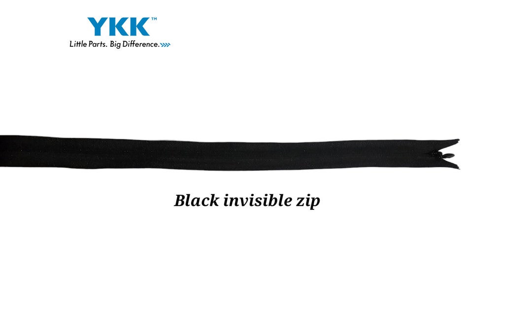 Black YKK Invisible Zipper #3, Invisible Concealed Zip, Invisible ...