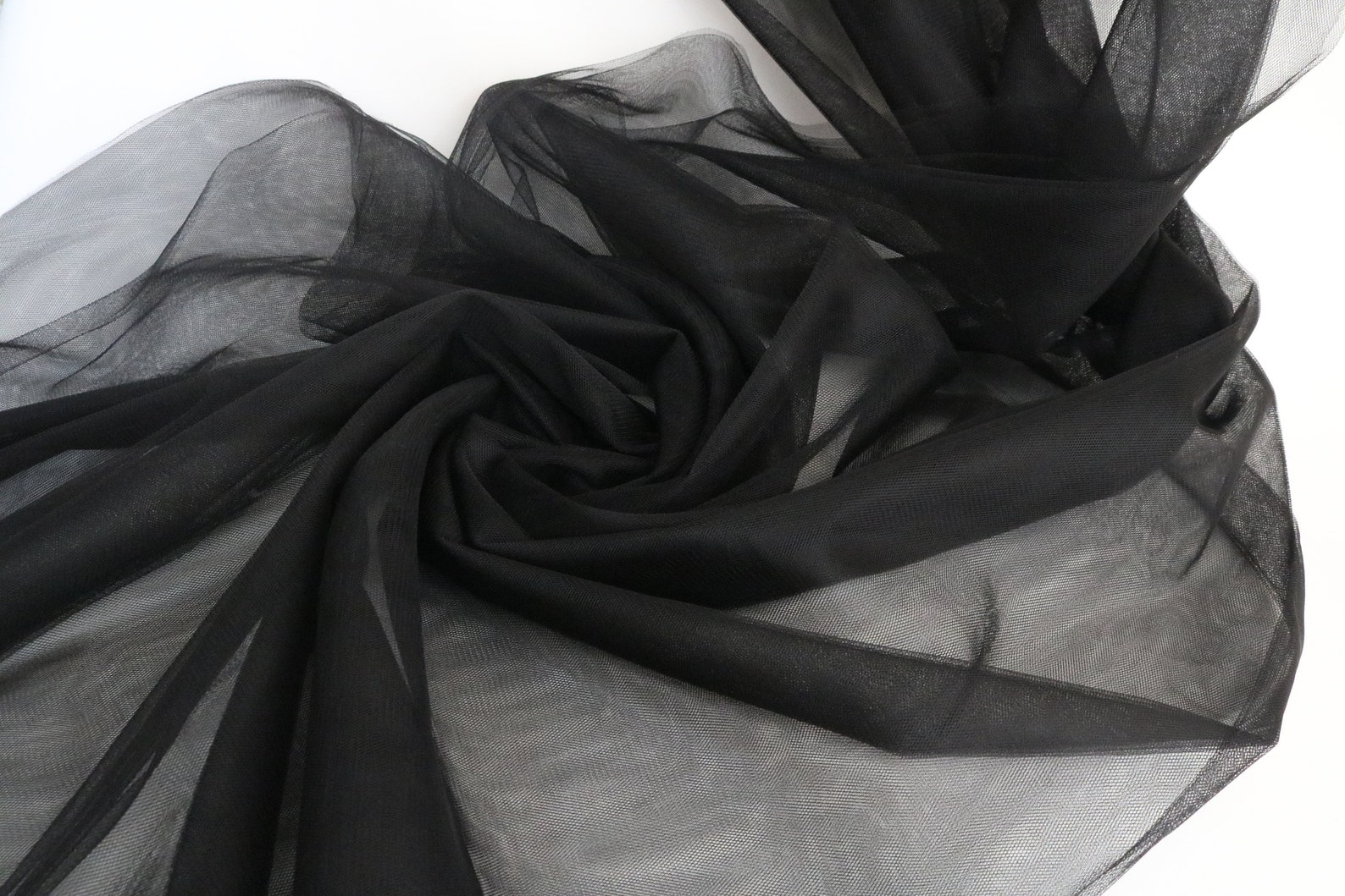 Black Soft Tulle Fabric 118 / 3m Wide Mesh Fabric | Etsy