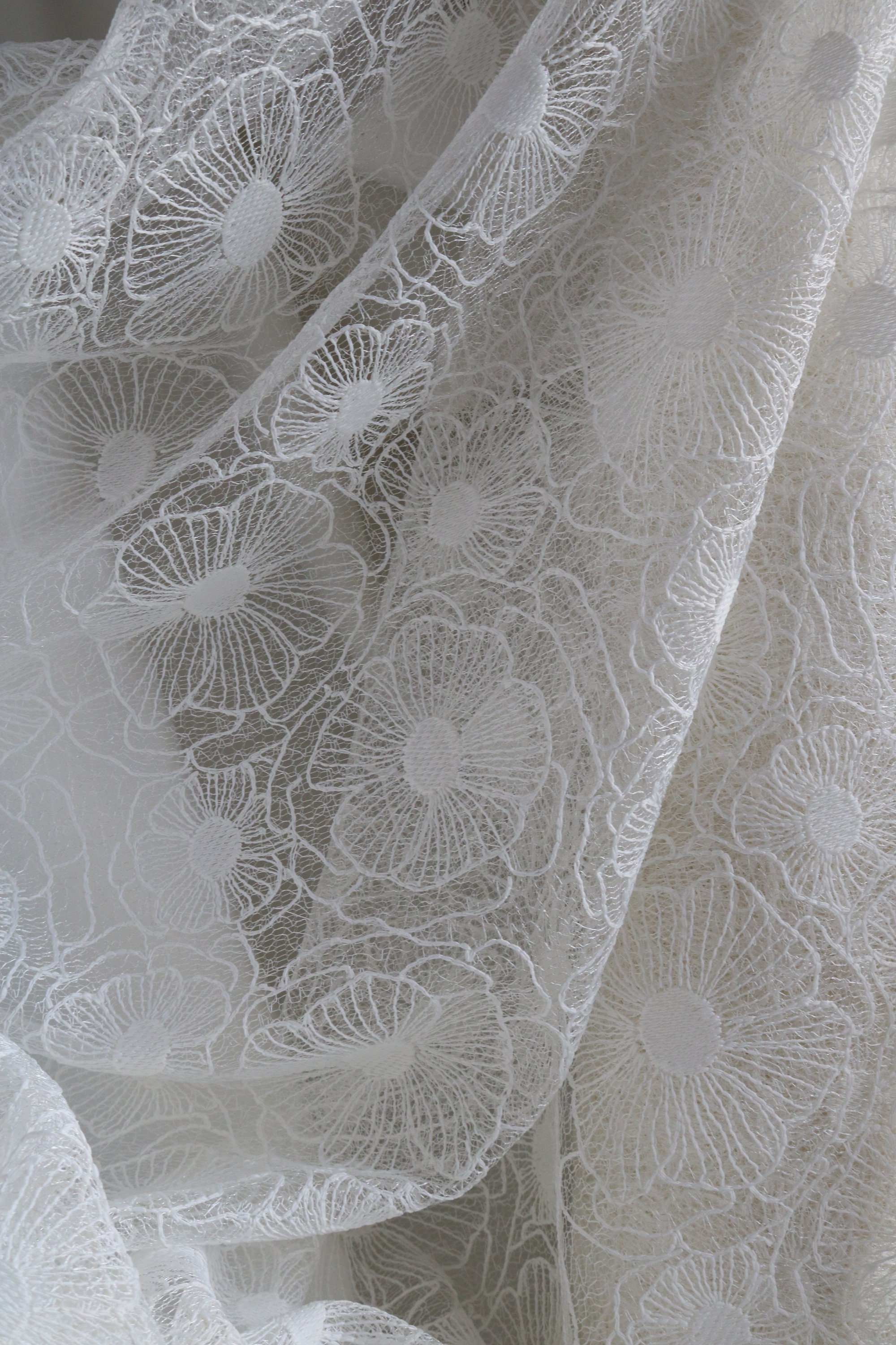 Embroidery Lace Fabric Bridal Lace Fabric Ivory Floral Lace | Etsy