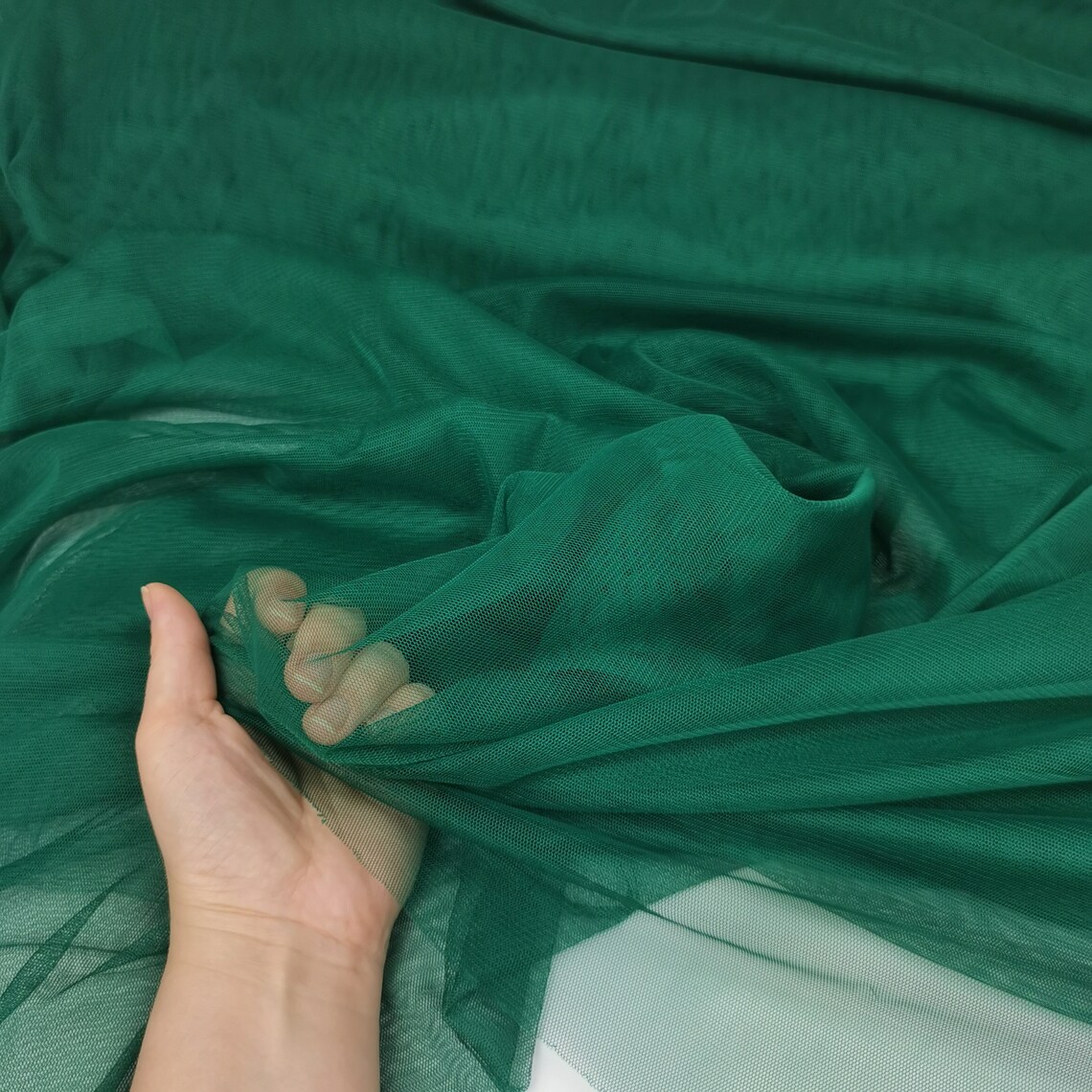 Extra Soft Italian Tulle Fabric, Mesh Fabric, Stretch Tulle Emerald ...