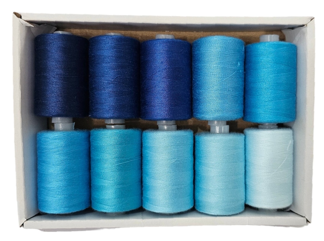 High Quality Polyester Machine Thread, Blue Shades Sewing All Purpose ...