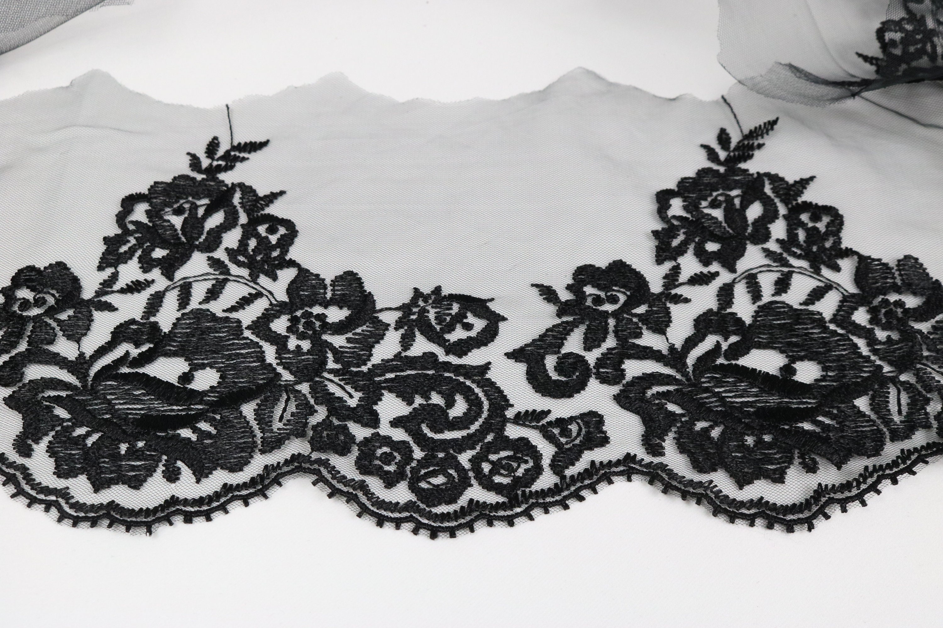 Lace Edging Lace Trim Black Colour Scalloped Lace Trim | Etsy