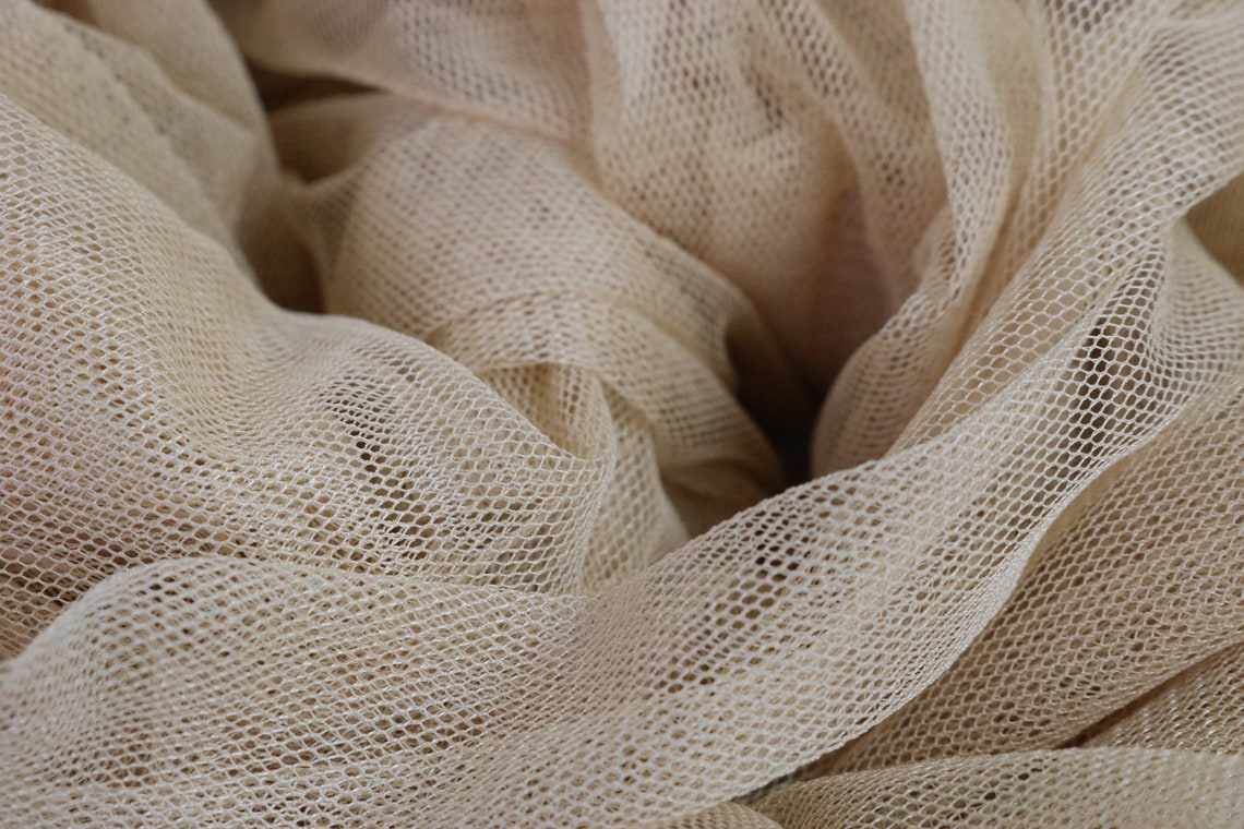 Beige Extra Soft Italian Tulle Mesh Fabric Stretch Tulle 2 | Etsy