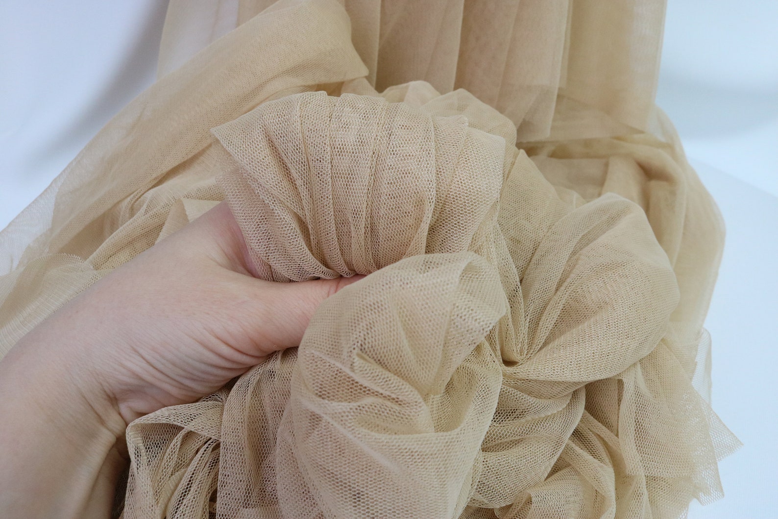 Beige Extra Soft Italian Tulle Mesh Fabric Stretch Tulle 2 | Etsy