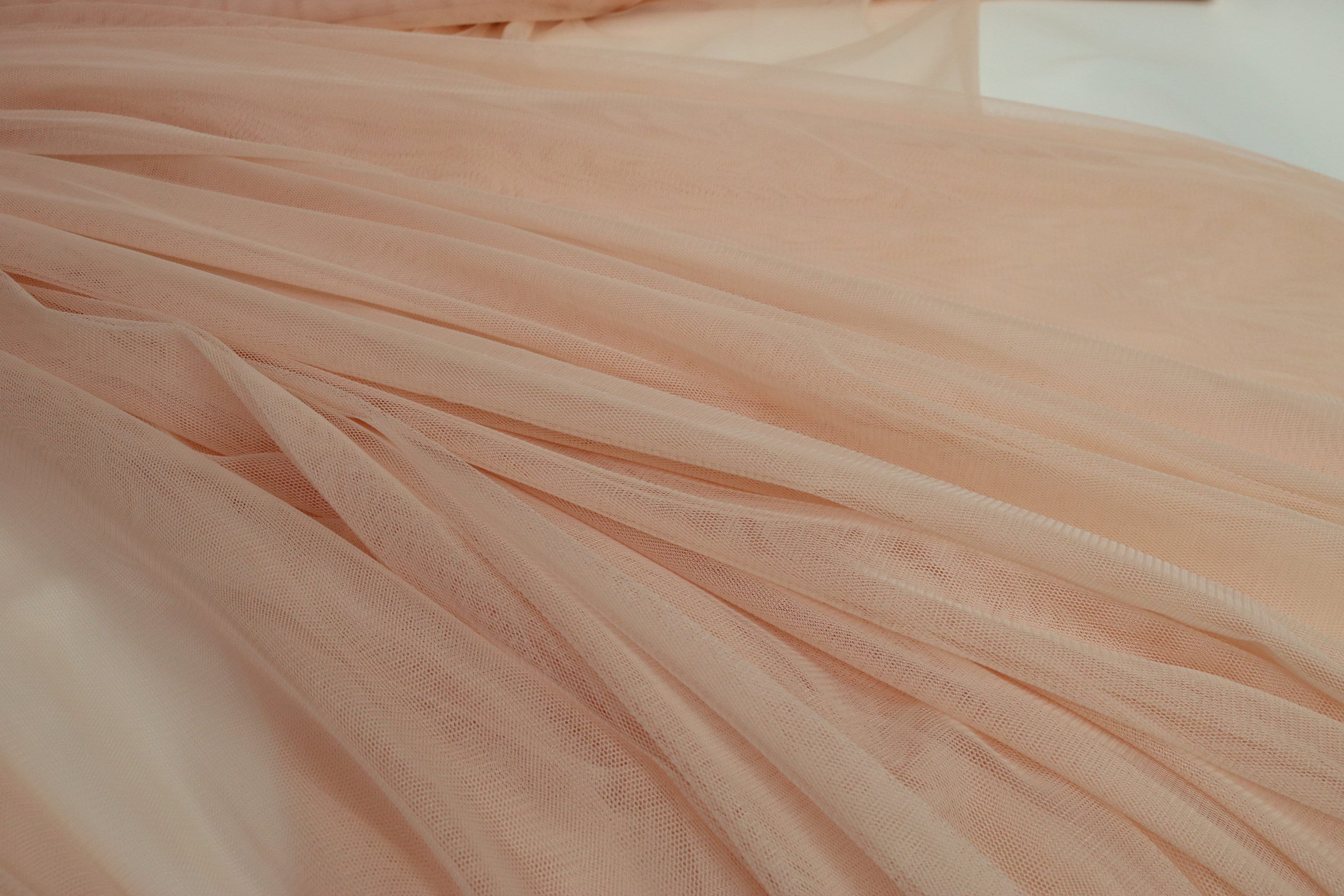 Blush/peach and Salmon Colour Extra Soft Italian Tulle, Mesh Fabric, 2 ...