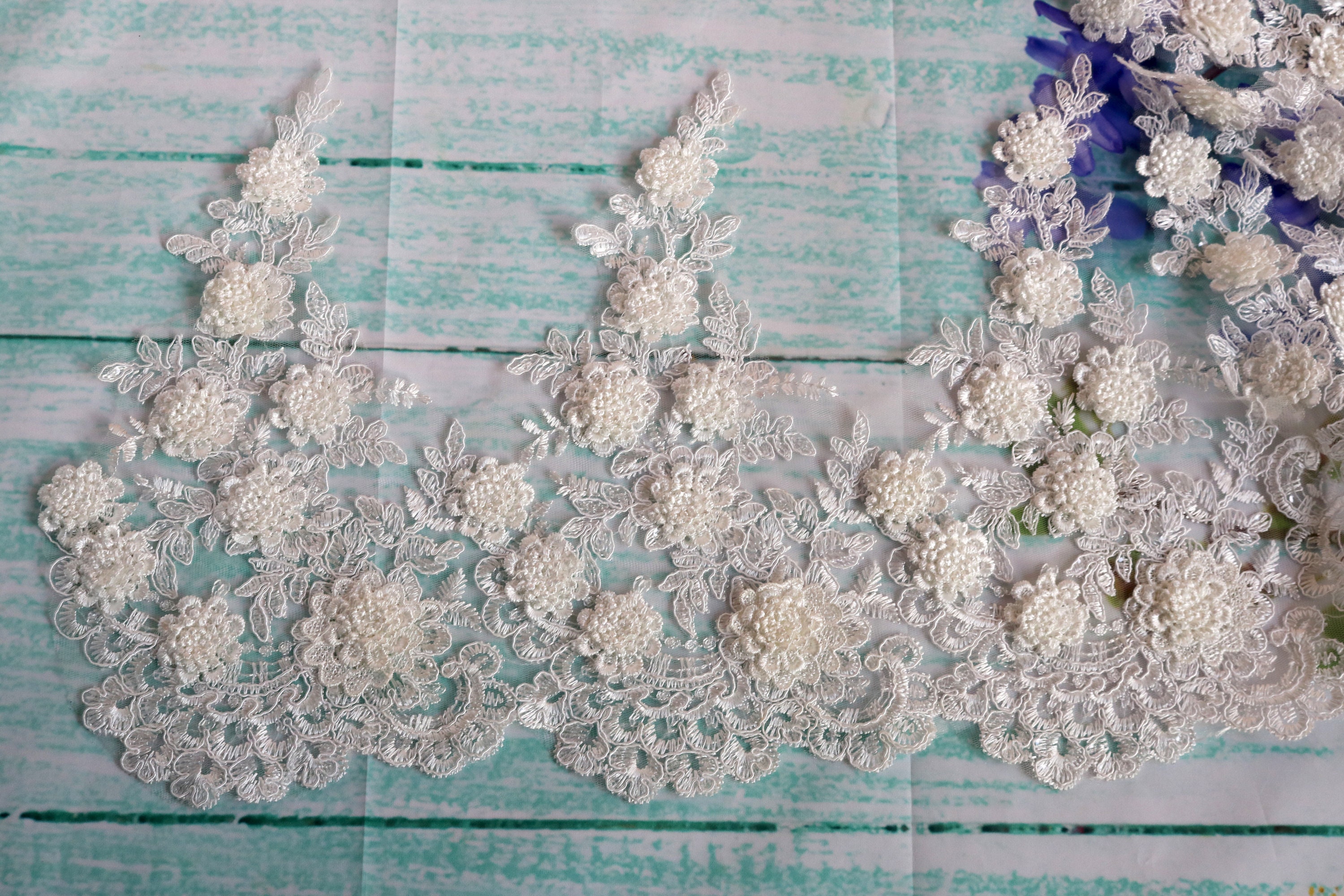 3D Lace Edging Lace Trim off White Colour 3D Flowers Lace | Etsy