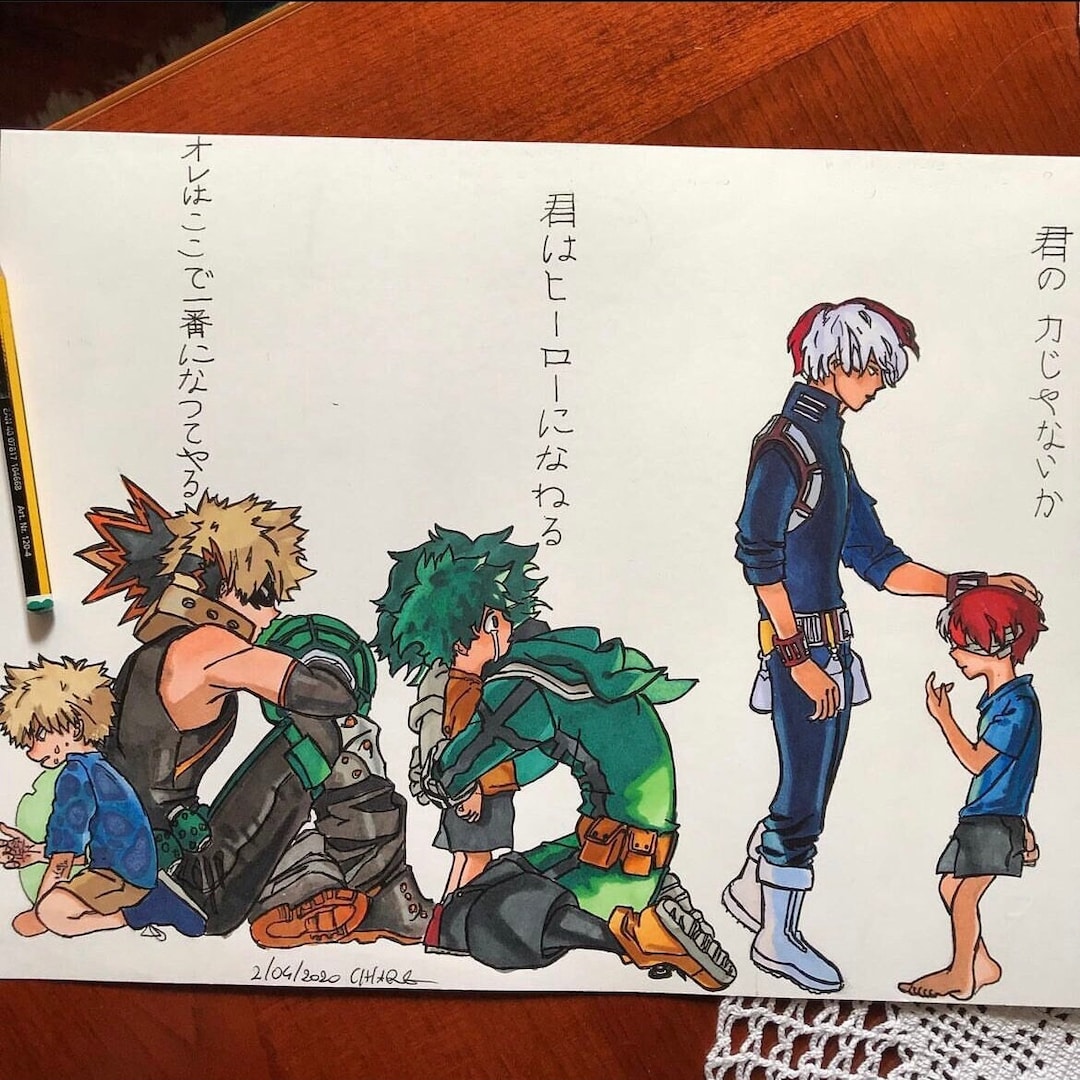Midoriya and Bakugo & Todoroki Handmade Drawing PRINT - Etsy