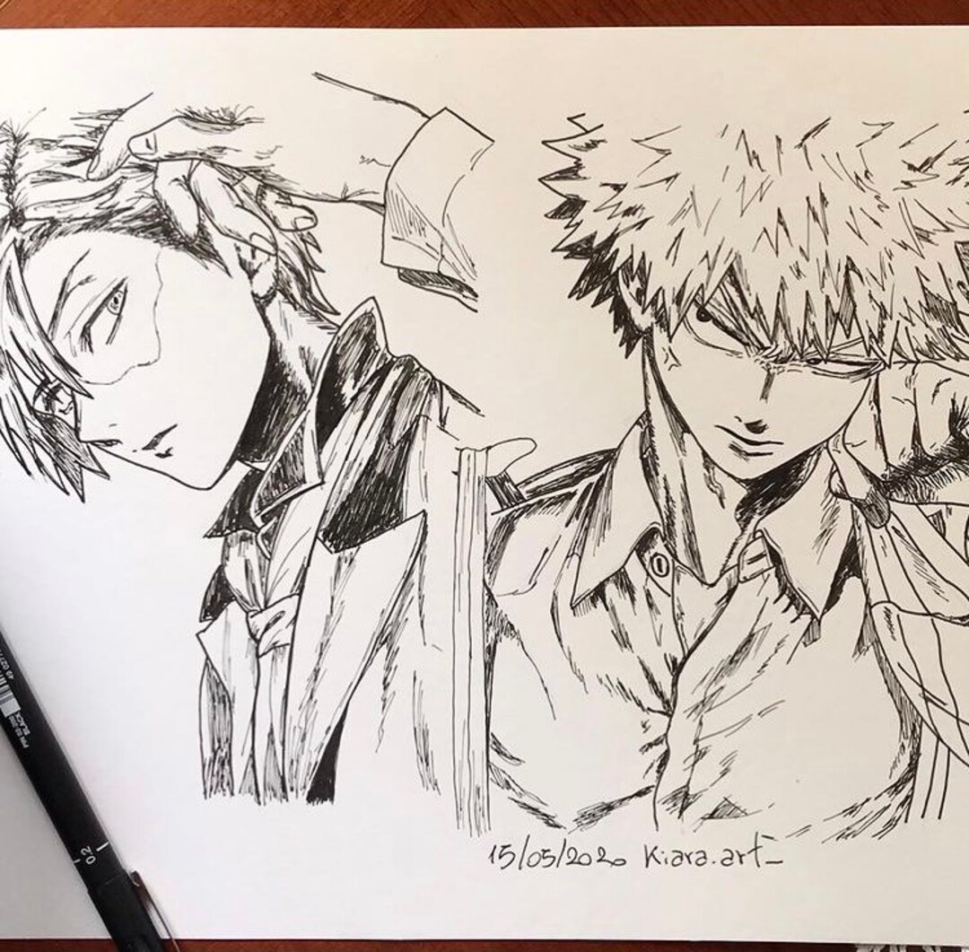 Bakugo & Todoroki Handmade Sketch PRINT - Etsy