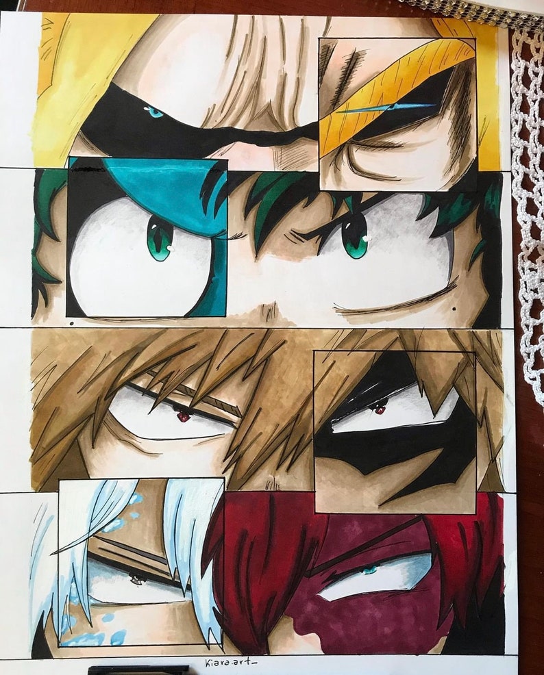 Eyes All Might Midoriya Bakugo & Todoroki Handmade Drawing PRINT - Etsy