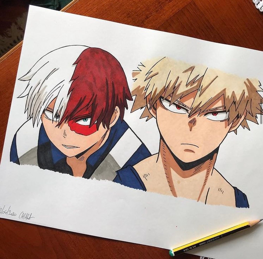 Bakugo & Todoroki Handmade Drawing PRINT - Etsy