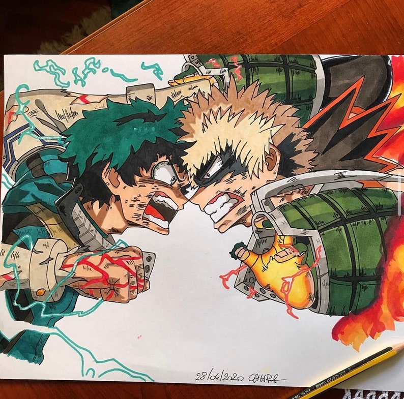 Midoriya & Bakugo Handmade Drawing PRINT - Etsy