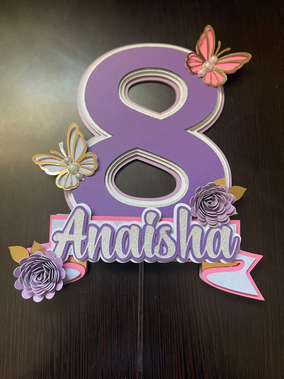 Personalized Birthday Cake Topper, Floral and Butterfly Cake Topper ...