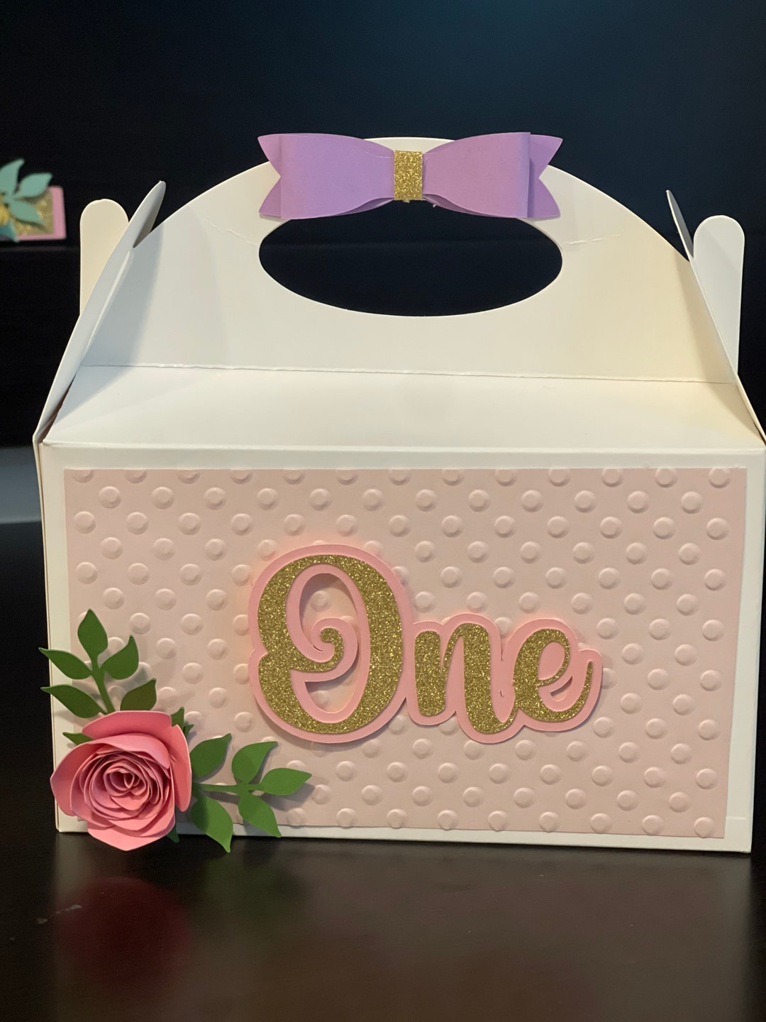 Floral Birthday Party Favor Box, 3D Favor Box, Candy Box, Gable Box ...