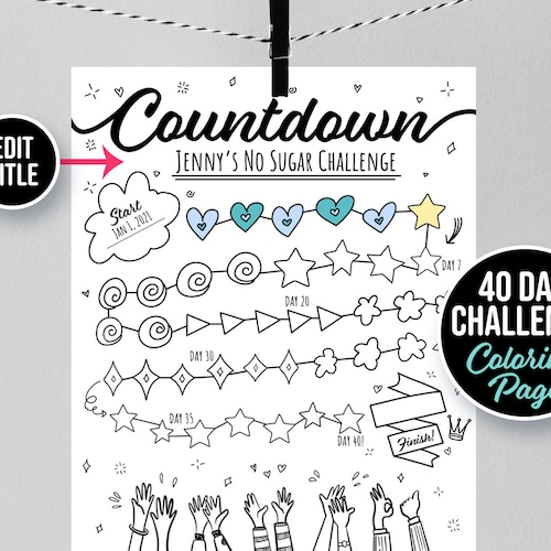 Motivational 40 Day Challenge Checklist Countdown Weight - Etsy